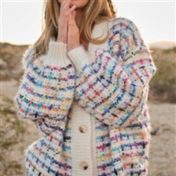 Shop_Fig | Sweaters | New Confetti Knit Cardigan Sweater Button Front ...